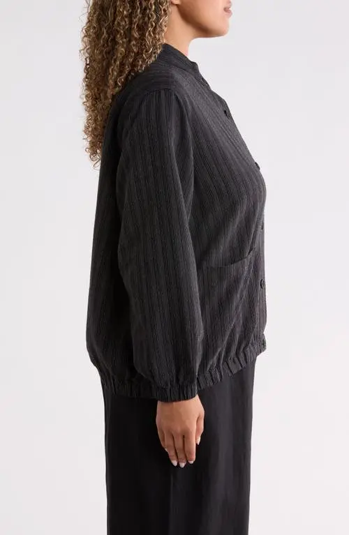 Eileen Fisher Pinstriped Stand Collar Jacket