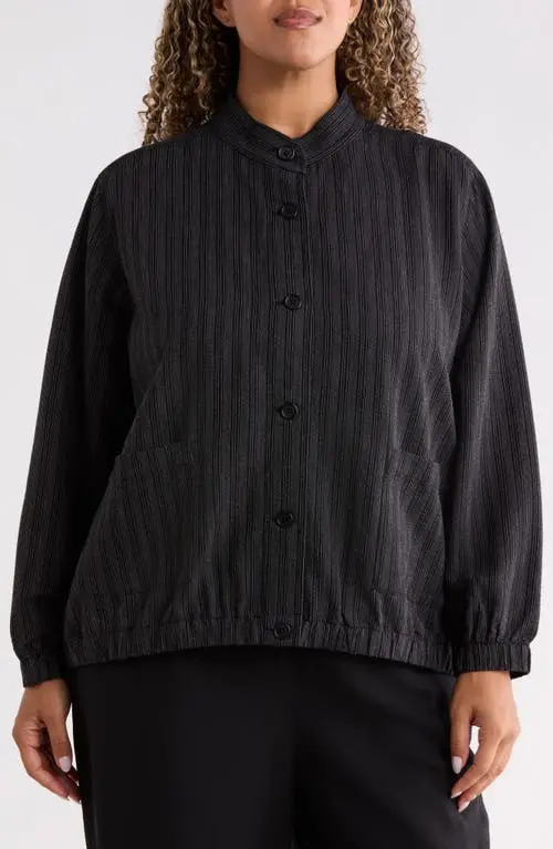Eileen Fisher Pinstriped Stand Collar Jacket