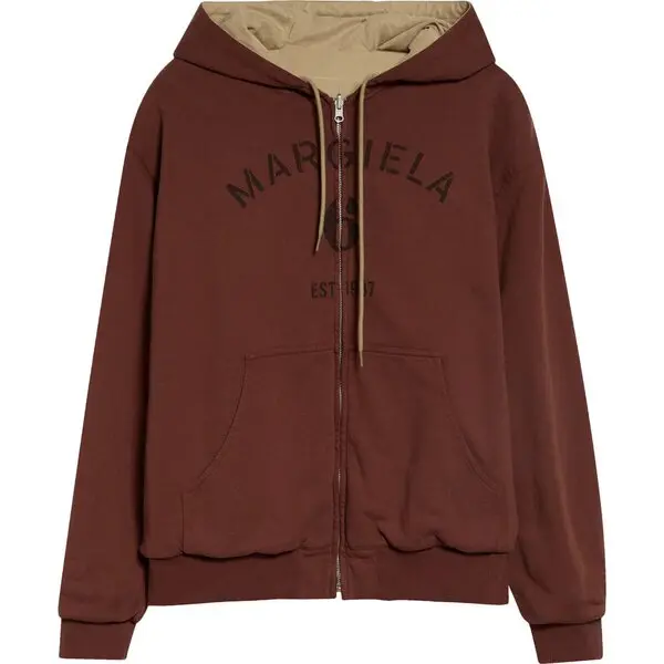 MAISON MARGIELA Line 6 Logo Zip Hoodie - Beige/light Brown