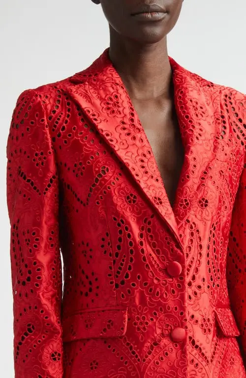 Etro Paisley Eyelet Duchess Satin Blazer