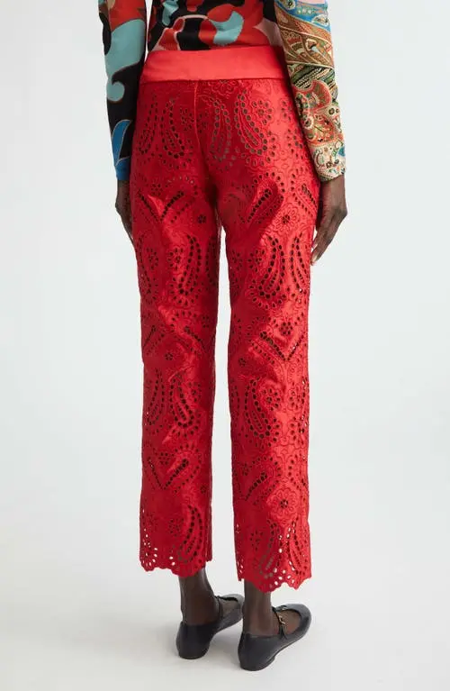 Etro Paisley Eyelet Duchess Satin Trousers