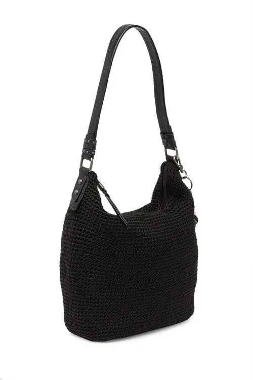 THE SAK Sequoia Hobo Hand Crochet Bag - Black
