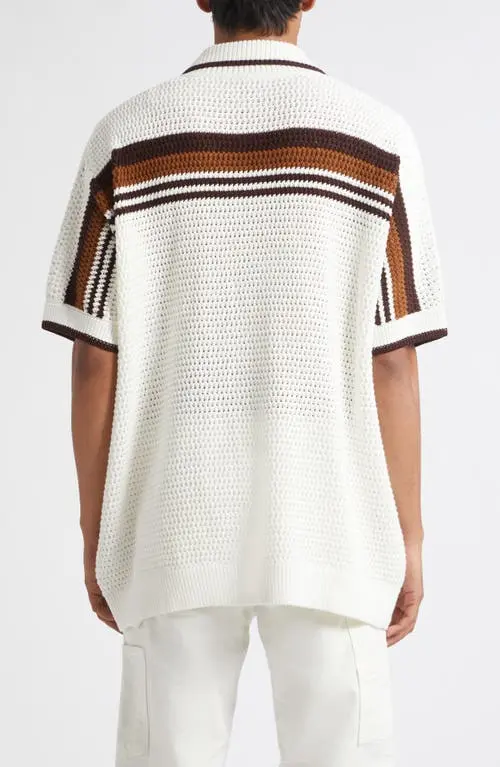 Casablanca Tennis Stripe Crochet Button-up Shirt