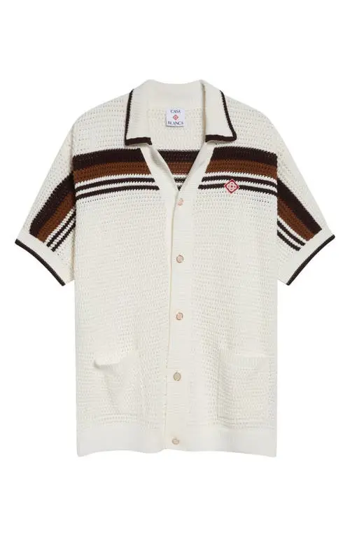 Casablanca Tennis Stripe Crochet Button-up Shirt