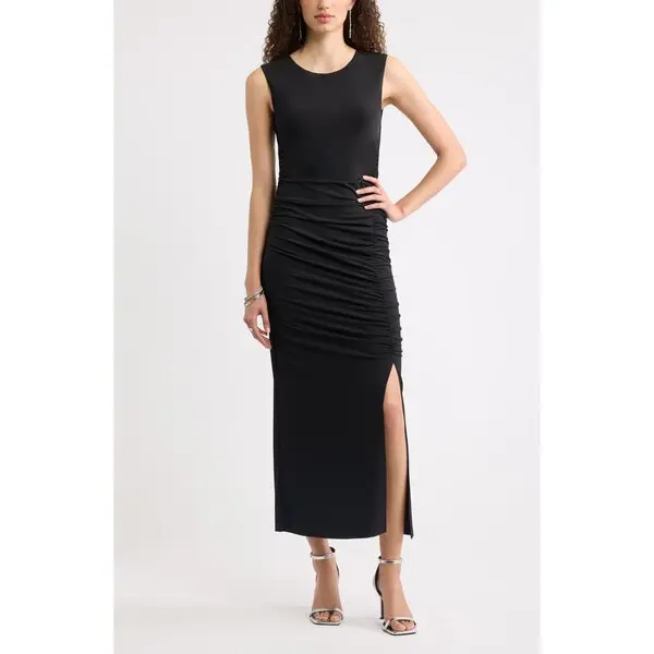 Chelsea28 Side Ruched Maxi Dress - Black