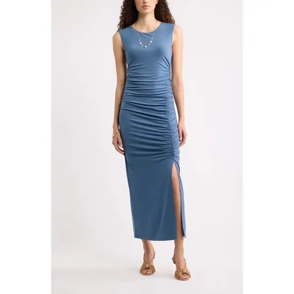 Chelsea28 Side Ruched Maxi Dress - Blue
