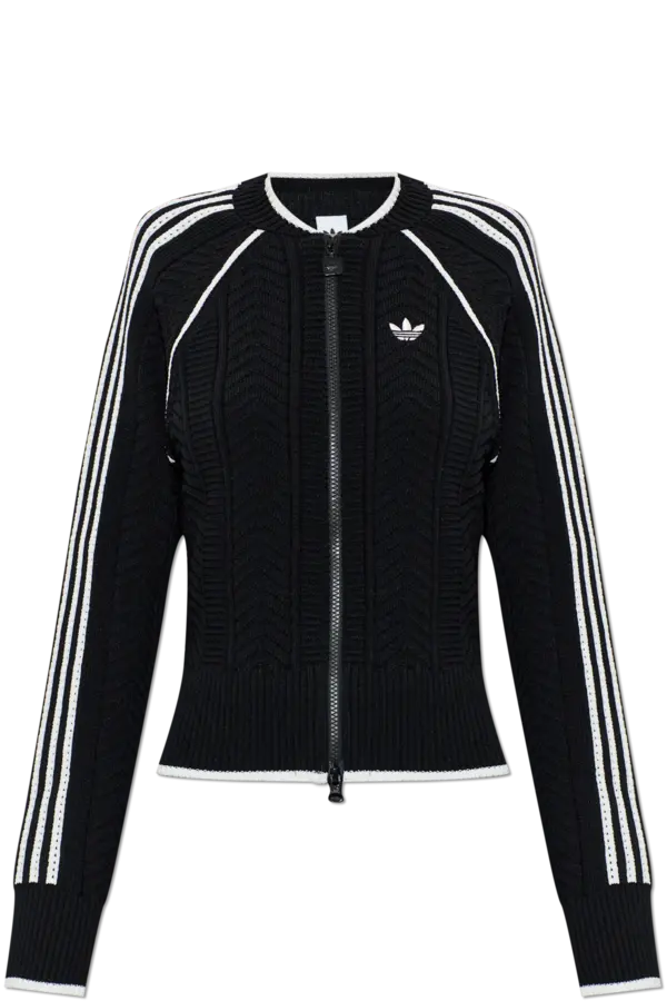 ADIDAS ORIGINALS Cardigan With Detachable Hood And Herringbone Pattern - Black