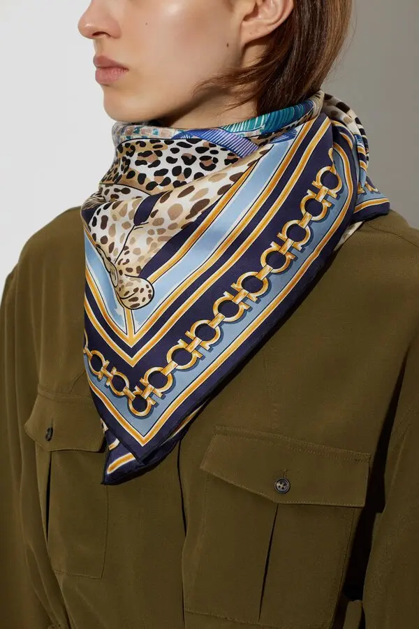 FERRAGAMO Silk Scarf With Print