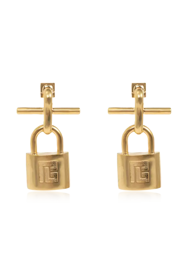 Balmain Earrings With Padlock Pendants - Gold