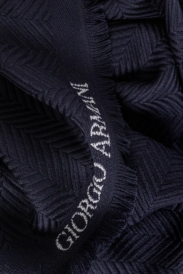 Giorgio Armani Wool Scarf With Herringbone Pattern