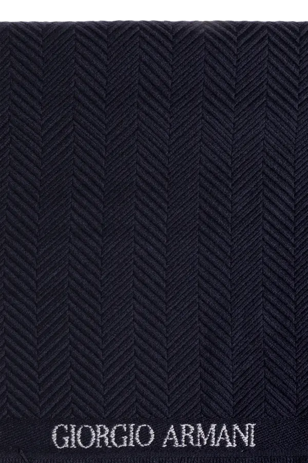 Giorgio Armani Wool Scarf With Herringbone Pattern
