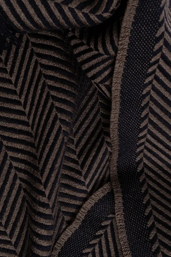 Giorgio Armani Wool Scarf With Herringbone Pattern