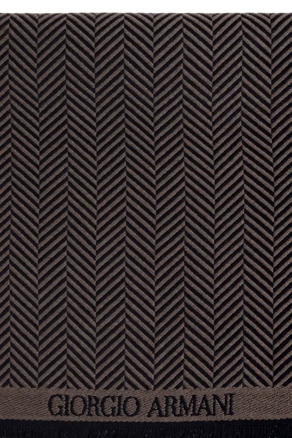 Giorgio Armani Wool Scarf With Herringbone Pattern