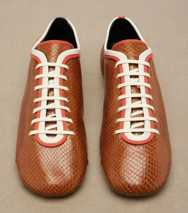 Dries Van Noten Snake-effect Leather Sneakers