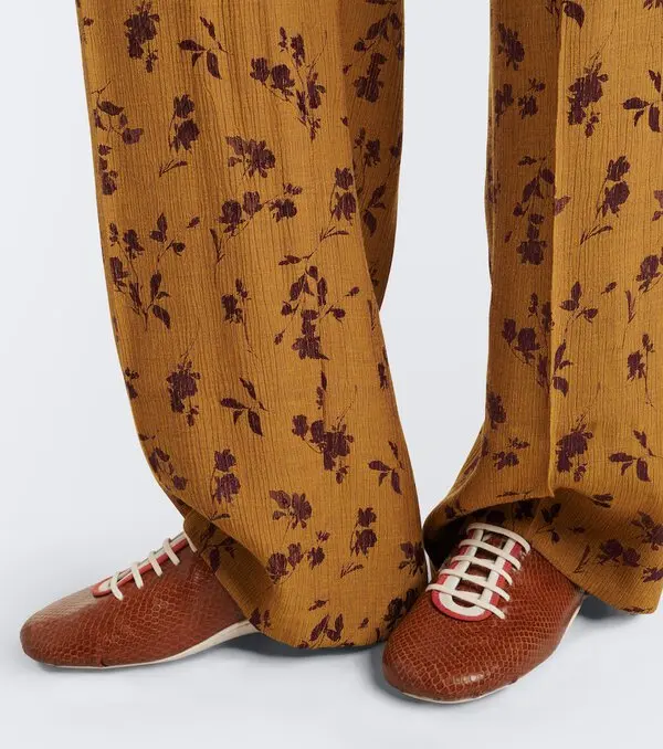 Dries Van Noten Snake-effect Leather Lace-up Sneakers