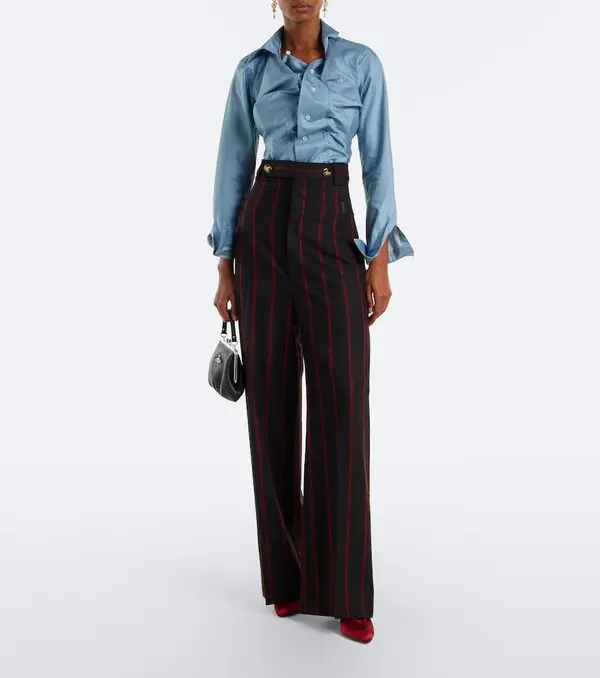 VIVIENNE WESTWOOD Lauren Wool, Alpaca, And Mohair-blend Pants In Charcoal/red Pinstripe