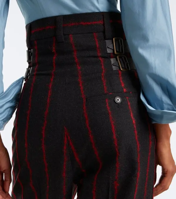 VIVIENNE WESTWOOD Lauren Wool, Alpaca, And Mohair-blend Pants In Charcoal/red Pinstripe