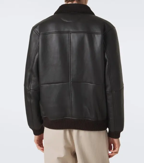 Kiton Shearling-trimmed Leather Bomber Jacket