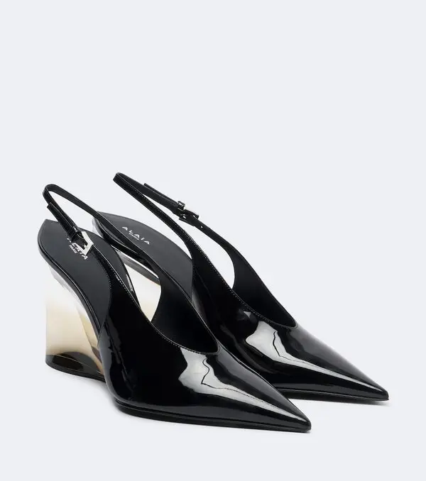 Alaïa Patent Leather Wedge Pumps - Black