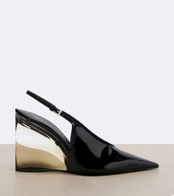 Alaïa Patent Leather Wedge Pumps - Black