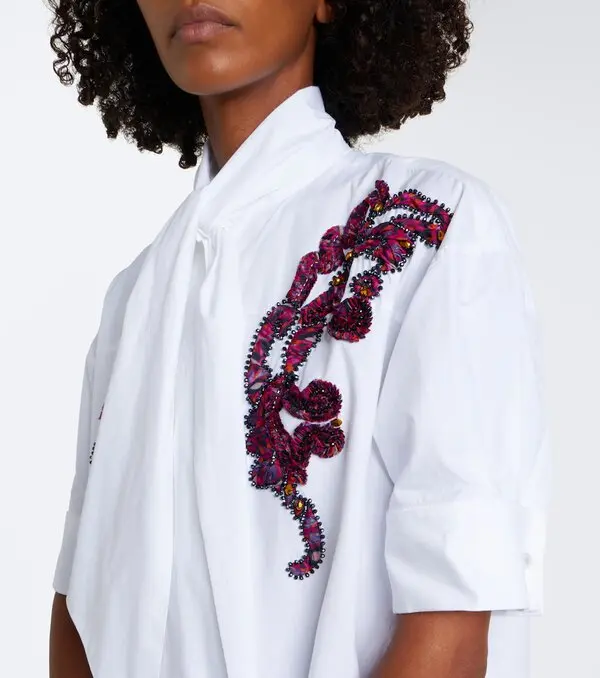 Dries Van Noten Embroidered Cotton Poplin Midi Dress