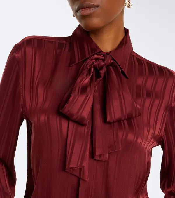 Saint Laurent Tie-neck Striped Silk Jacquard Blouse