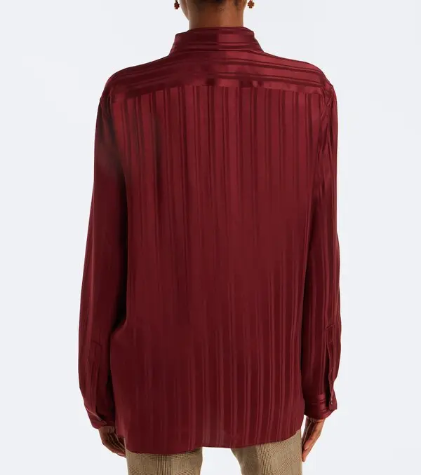 Saint Laurent Tie-neck Striped Silk Jacquard Blouse