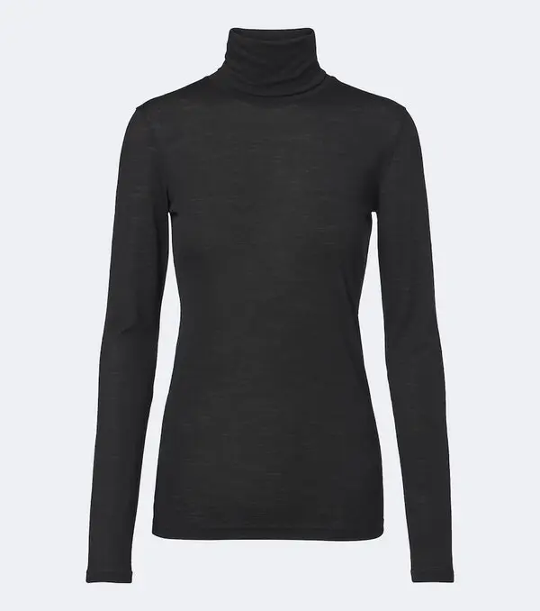 JIL SANDER Jersey Turtleneck Top - Black