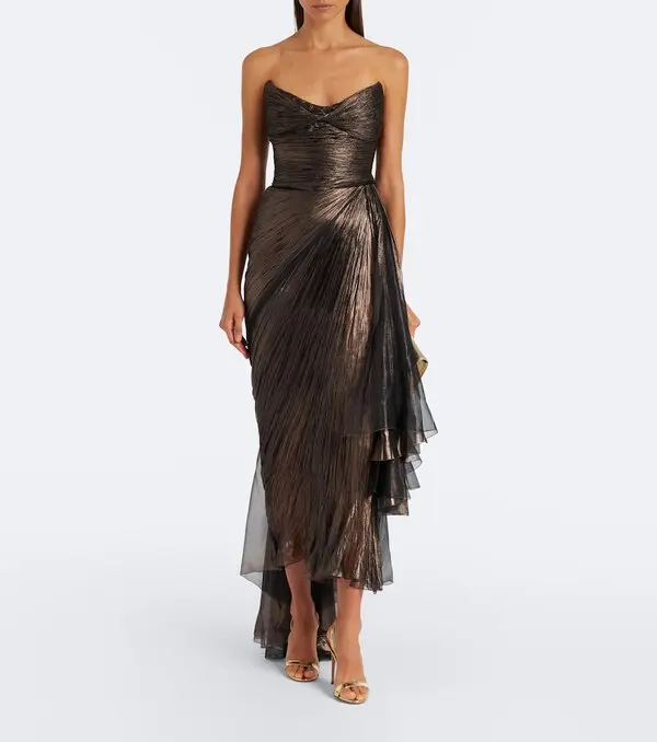 MARIA LUCIA HOHAN Heidi Metallic Silk Corset Gown