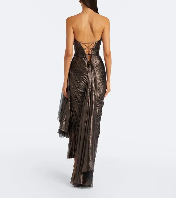 MARIA LUCIA HOHAN Heidi Metallic Silk Corset Gown