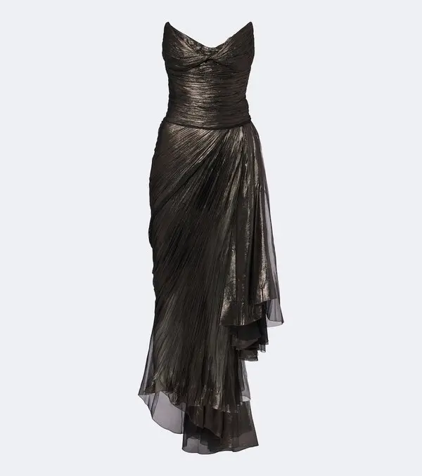 MARIA LUCIA HOHAN Heidi Metallic Silk Corset Gown - Grey