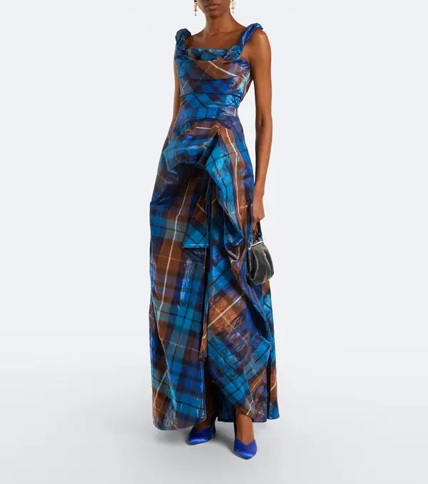 VIVIENNE WESTWOOD Draped Plaid Maxi Dress