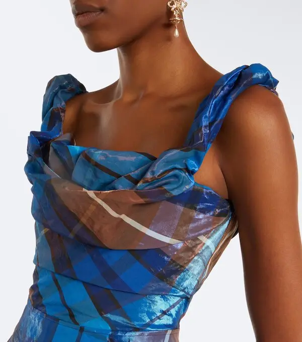 VIVIENNE WESTWOOD Draped Plaid Maxi Dress