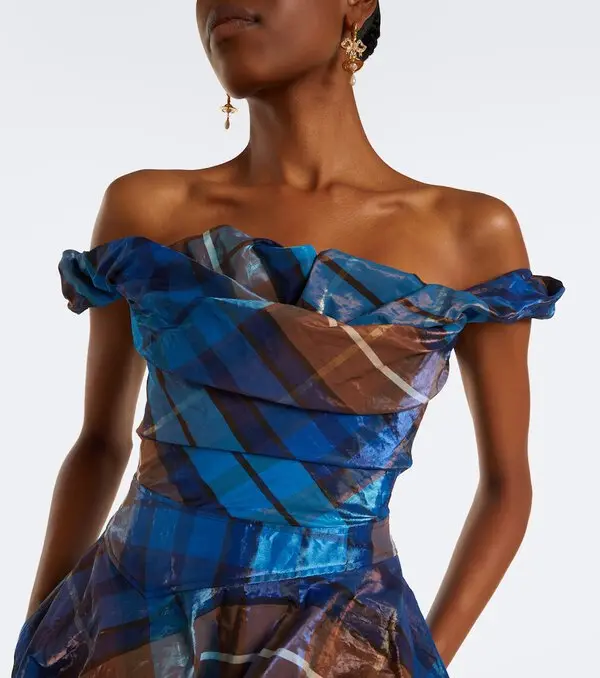 VIVIENNE WESTWOOD Draped Plaid Maxi Dress