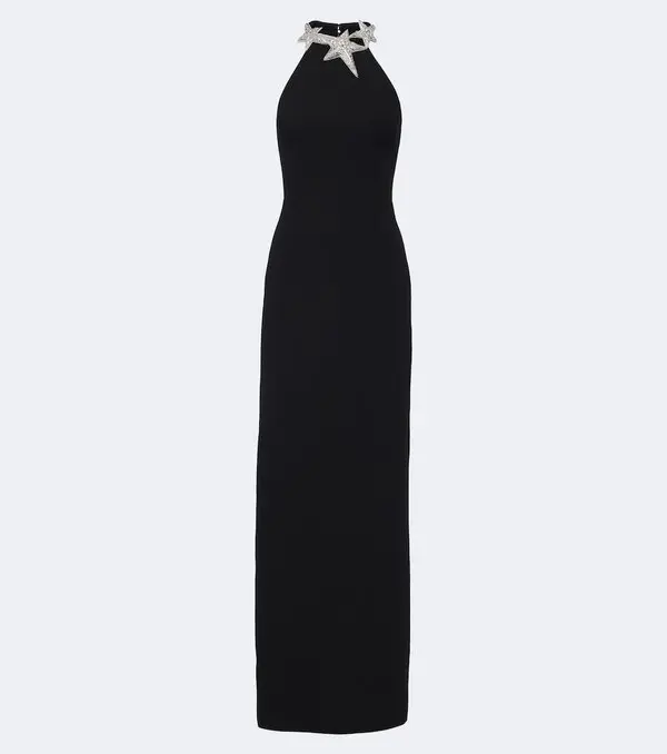 David Koma Embellished Halterneck Gown - Black