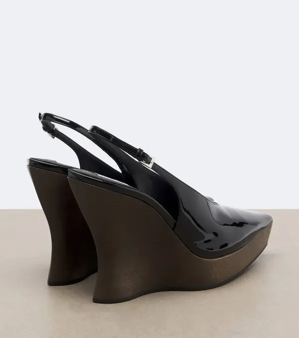 Alaïa Patent Leather Wedge Slingback Clogs