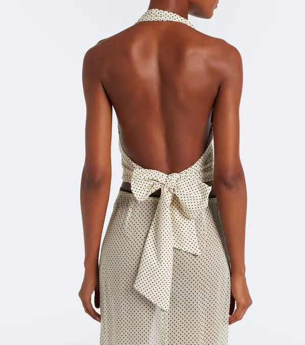 Hunza G Polka Dot Halterneck Crop Top - White