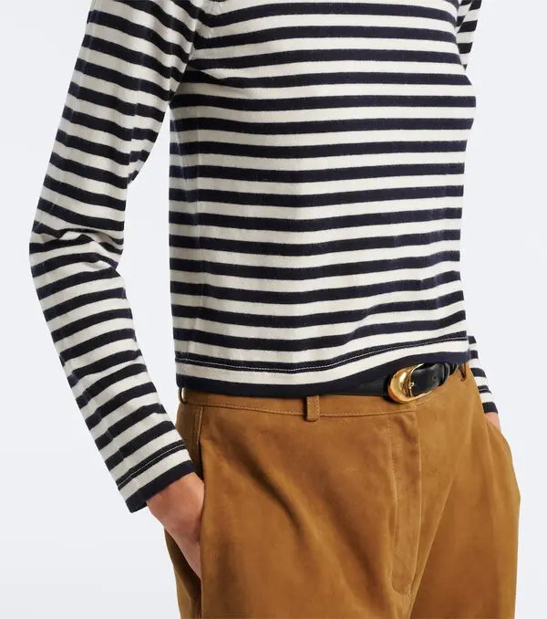 Extreme Cashmere N°451 Lisa Striped Cotton And Cashmere Top