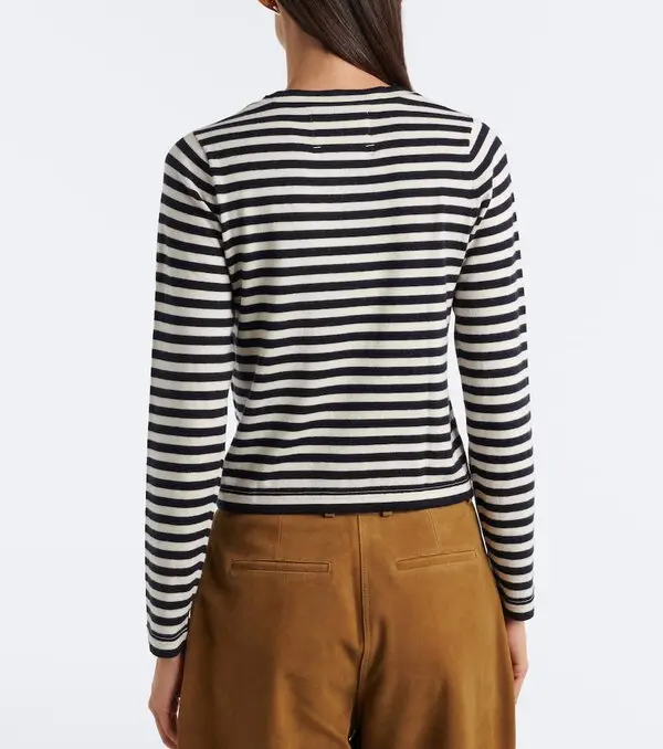 Extreme Cashmere N°451 Lisa Striped Cotton And Cashmere Top