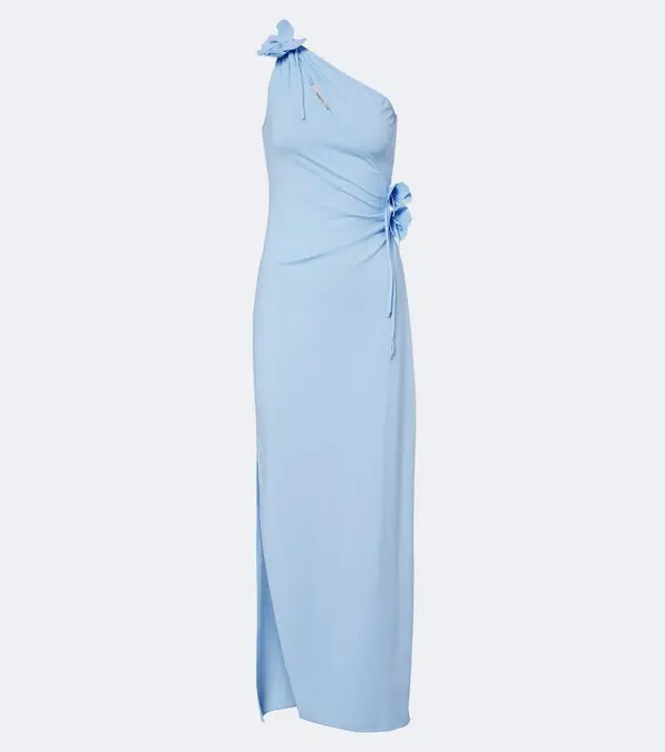 Coperni Floral-appliqué Asymmetric Jersey Gown