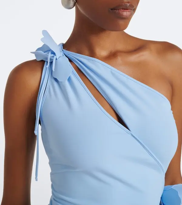 Coperni Floral-appliqué Asymmetric Jersey Gown
