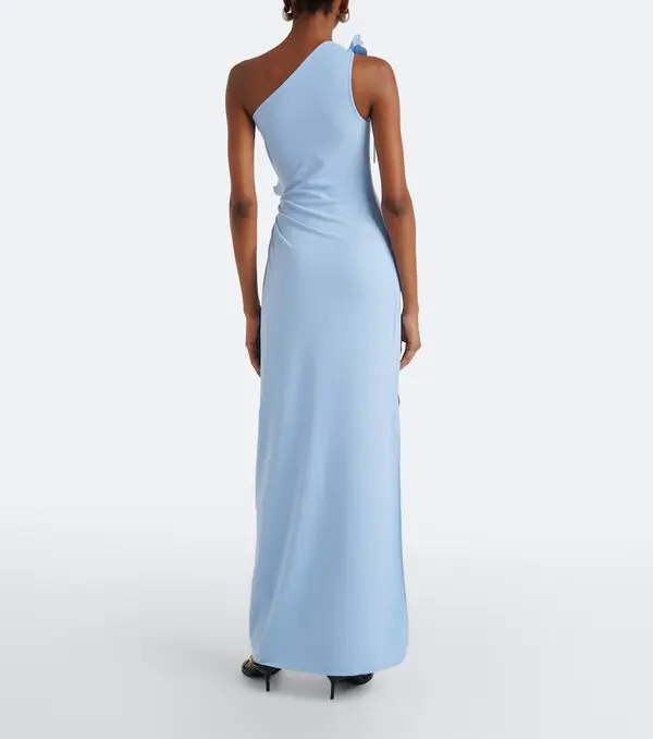 Coperni Floral-appliqué Asymmetric Jersey Gown