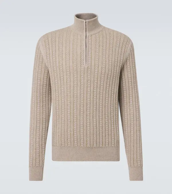Agnona Cashmere Half-zip Sweater - Beige