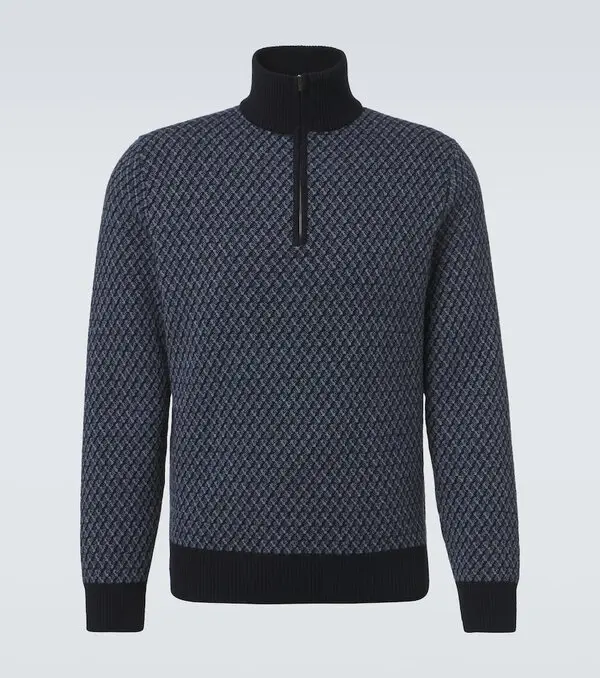 Agnona Cashmere Half-zip Sweater - Blue