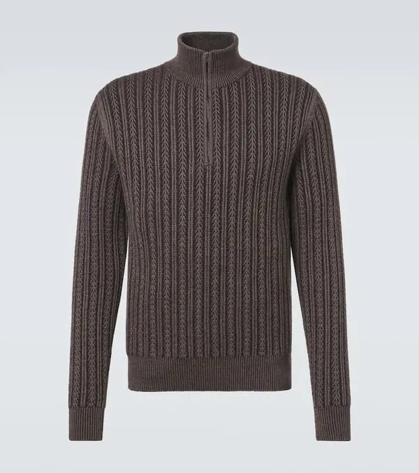 Agnona Cashmere Half-zip Sweater - Grey
