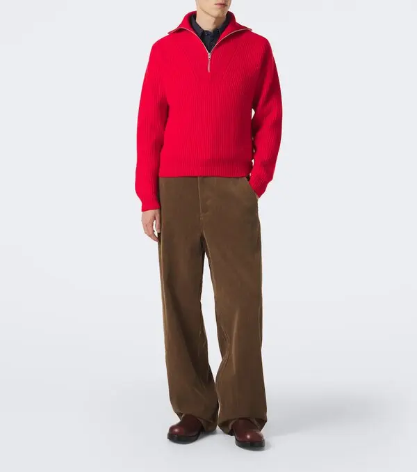 JIL SANDER Cotton Corduroy Wide-leg Pants