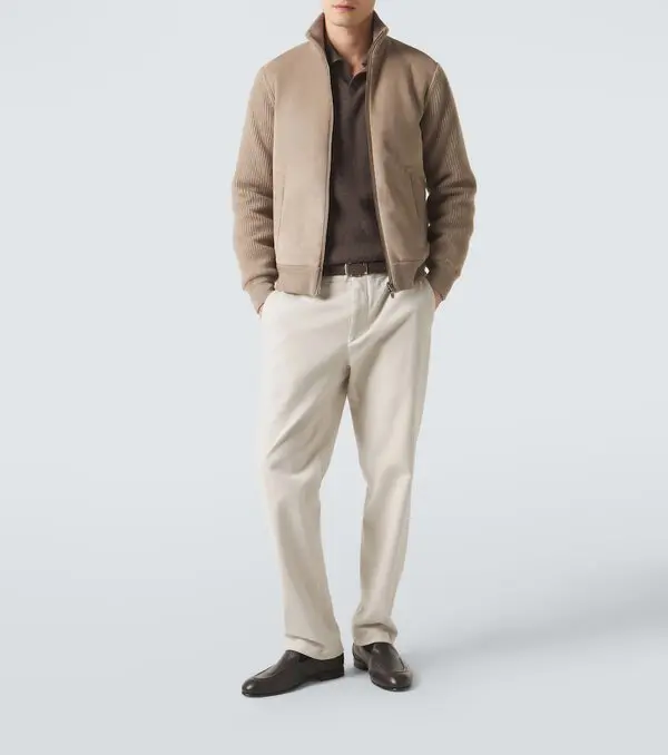 Agnona Cashmere And Suede Bomber Jacket