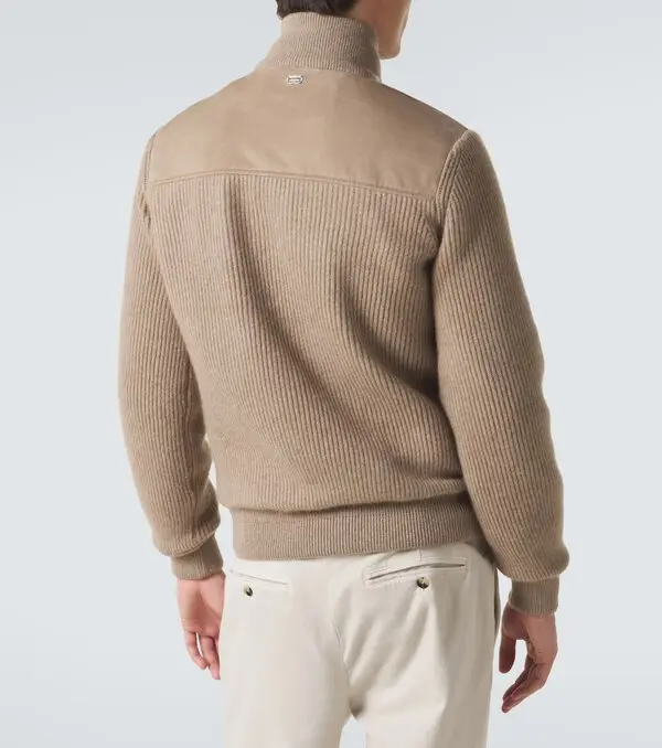 Agnona Cashmere And Suede Bomber Jacket