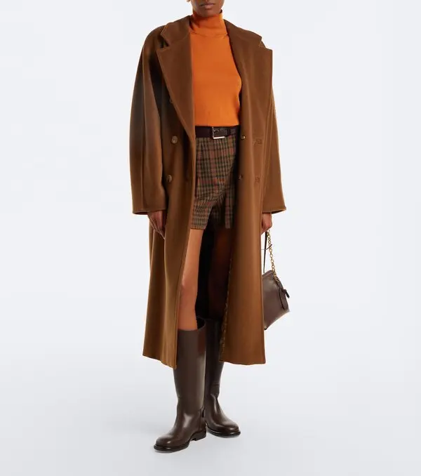 Max Mara Prince Of Wales Wool And Cotton Shorts - Brown