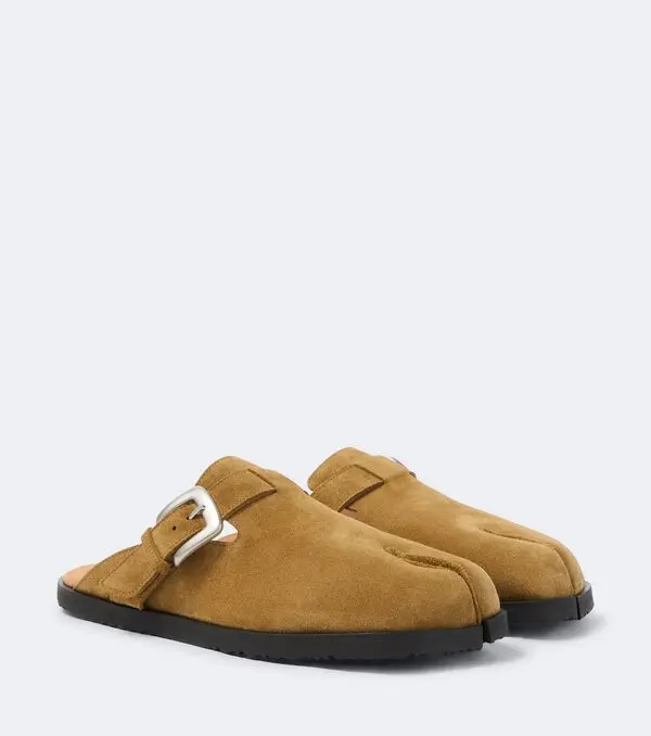 MAISON MARGIELA Tabi Suede Mules With Buckle Fastening - Beige